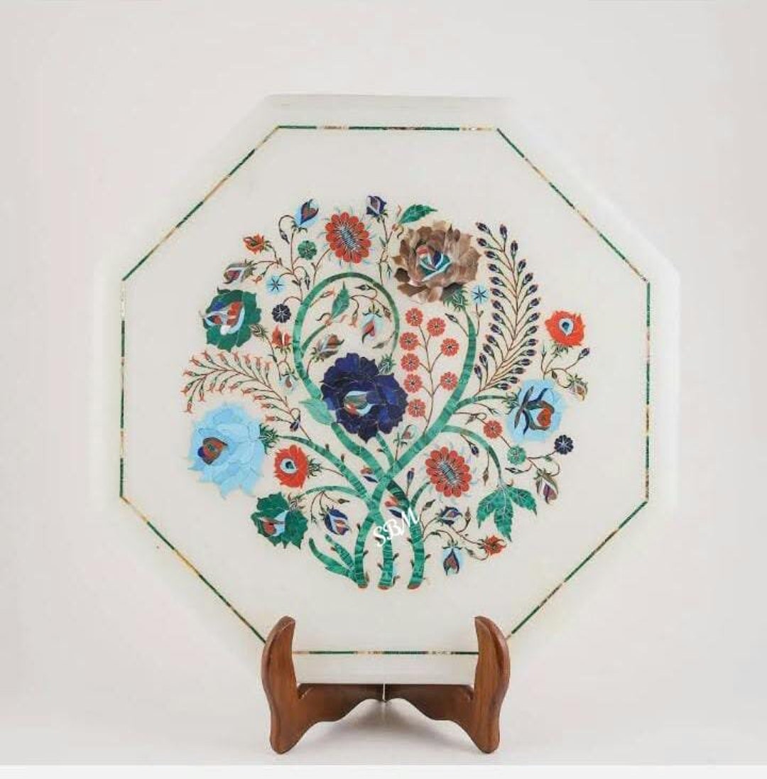 Decorative Taj Mahal Design Inlay Marble Coffee Table Top Handmade ...