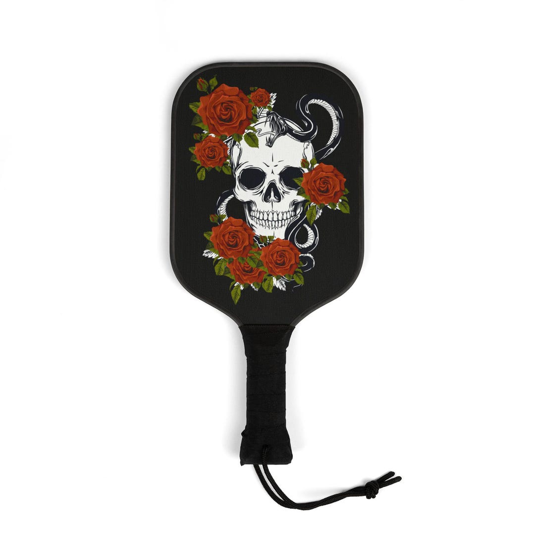 Skull Floral Pickleball Paddle Set: Edgy Outdoor Sports Kit - Etsy