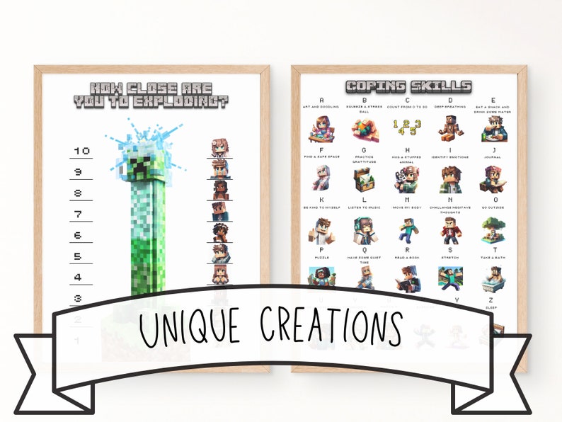 40 Plus Minecraft Decor Sign School Counselor Calm Posters Kit ...