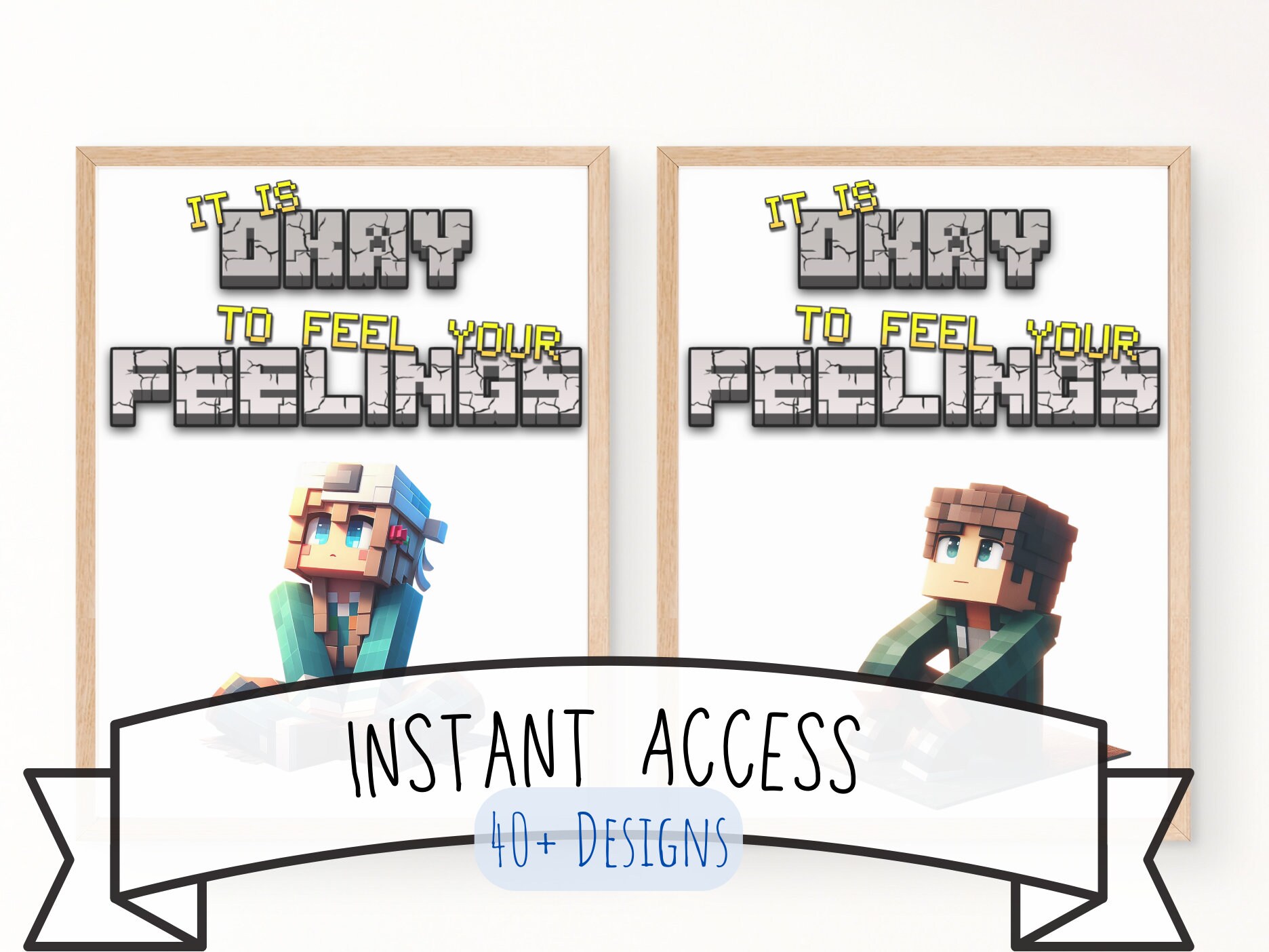 40 Plus Minecraft Decor Sign School Counselor Calm Posters Kit ...