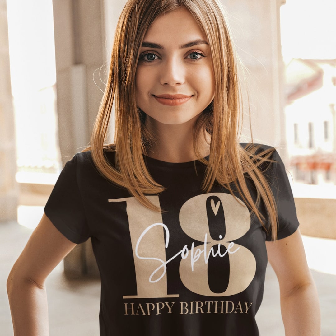 T-Shirt 18. Geburtstag Mädchen, Geburtstagsshirt personalisierbar mit ...