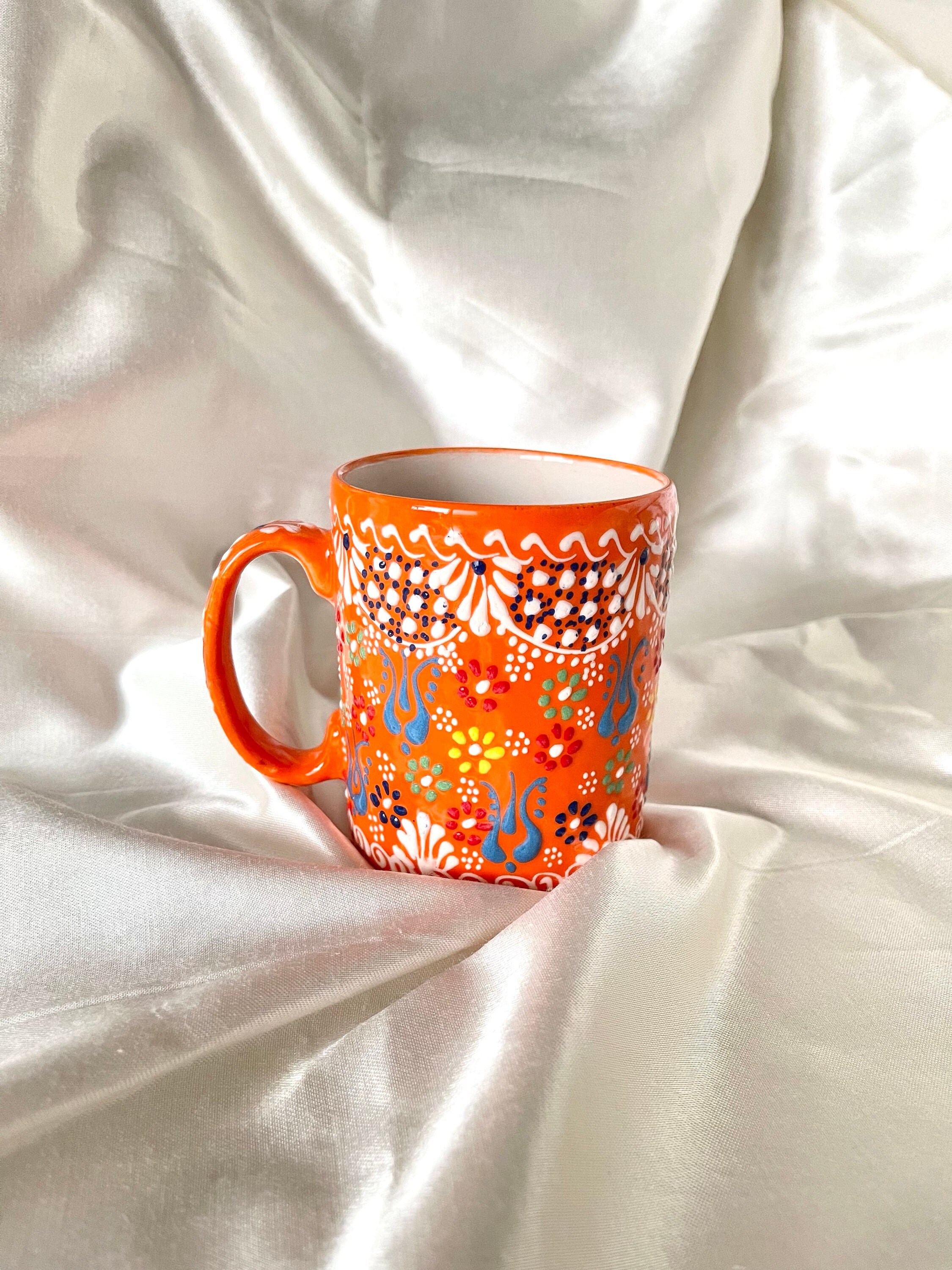 Mediterranean Ceramic Coffee Mug Turkish Handmade Floral - Etsy