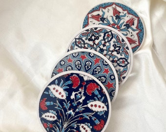 Traditional Mediterranean Tile Coaster,mixed Set of 4 Ceramic Tile ...