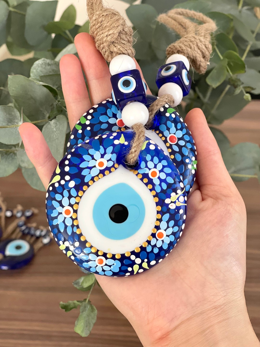 Hand Painted Evil Eye Wall Art, Housewarming, Evil Eye Wall Hanging ...