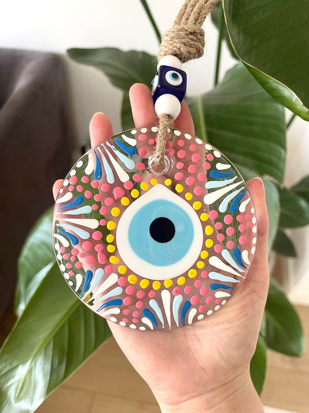Hand Painted Evil Eye Wall Art, Housewarming, Evil Eye Wall Hanging ...