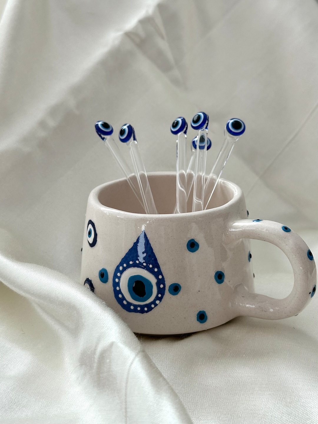 Glass Evil Eye Mixer for Drinks, Cocktail Stirrer,swizzle Sticks,set of ...