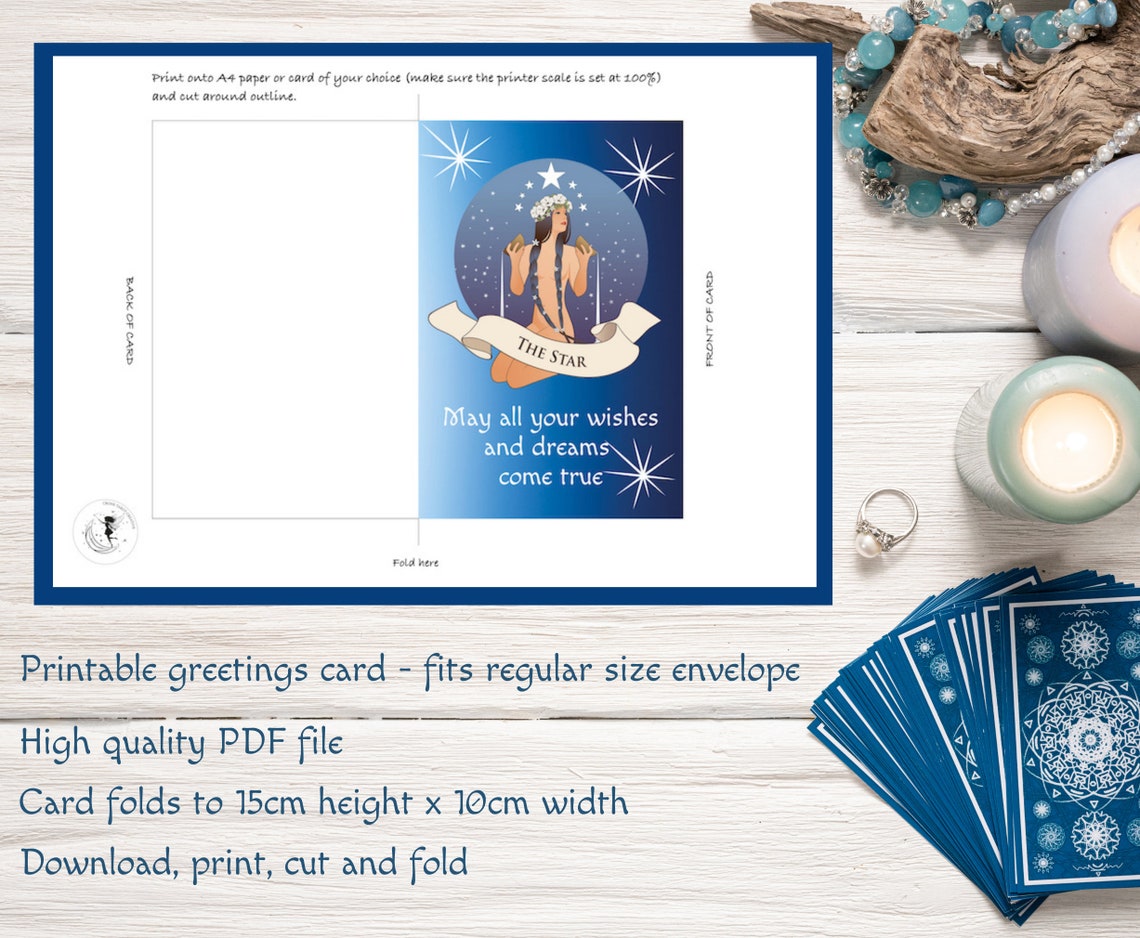 The Star Tarot Card Printable Greeting Card Instant Download - Etsy