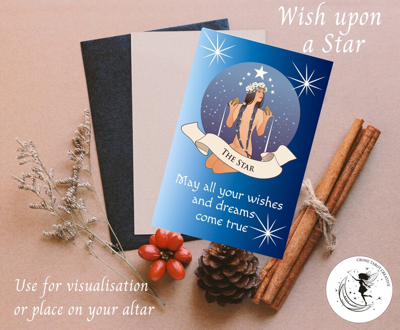 The Star Tarot Card Printable Greeting Card Instant Download Card ...