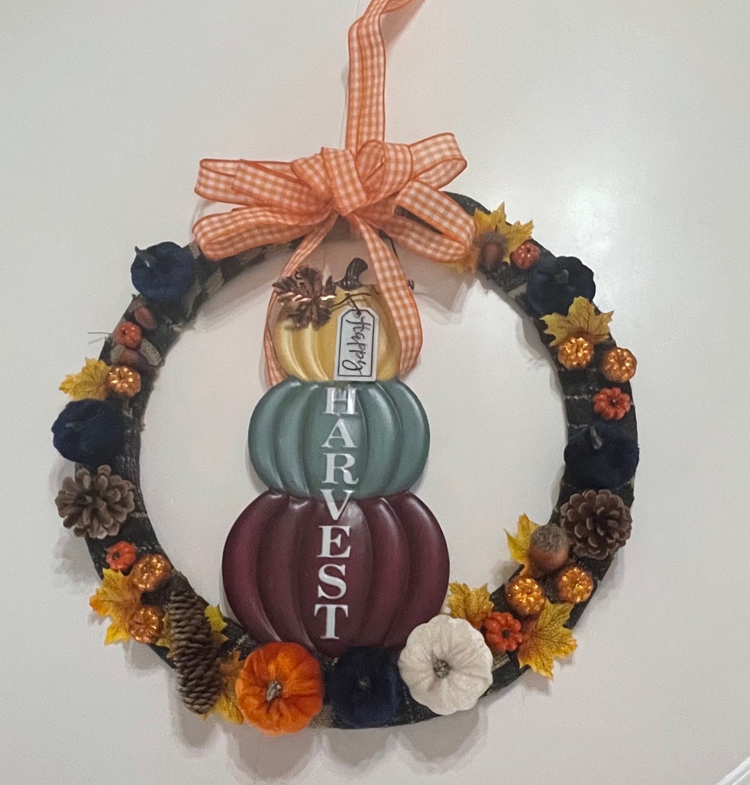 HAPPY HARVEST Door Wreath - Etsy