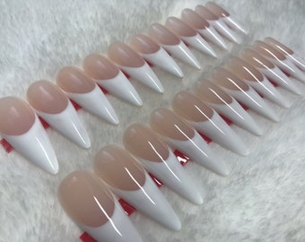 Kawaii Glossy White French Tips Luxury Y2k Press on Nails - Etsy