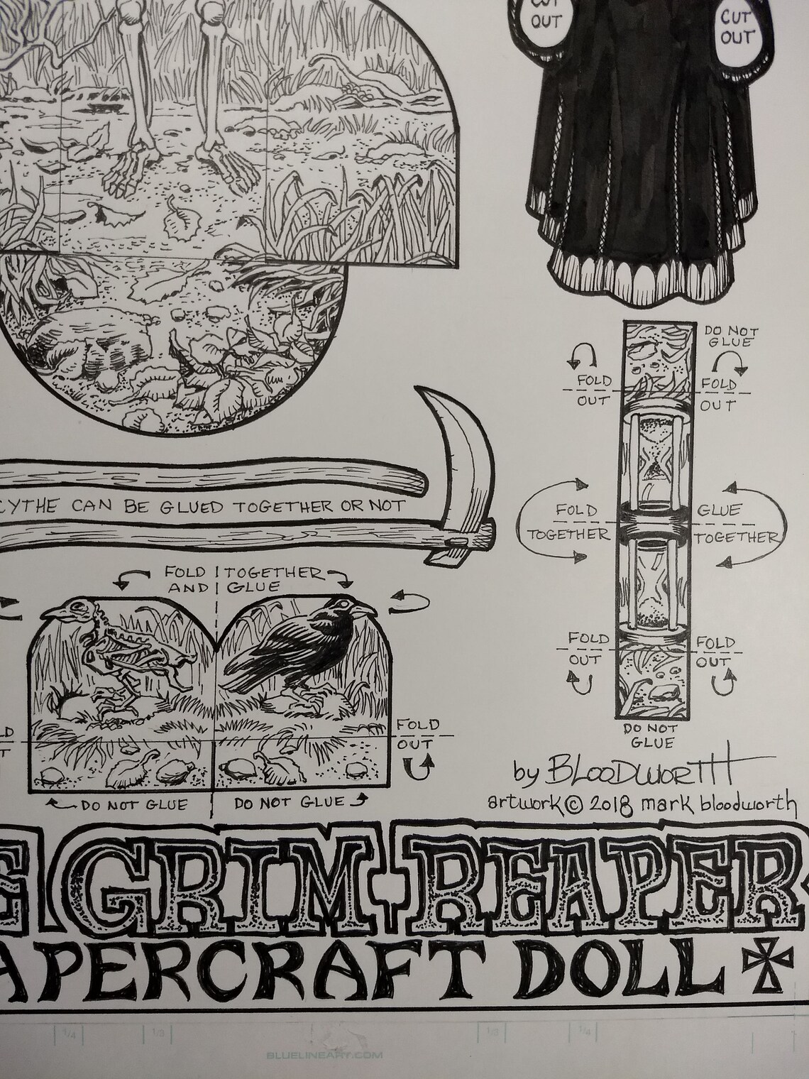 ORIGINAL Artwork-the Grim Reaper Paper Doll - Etsy