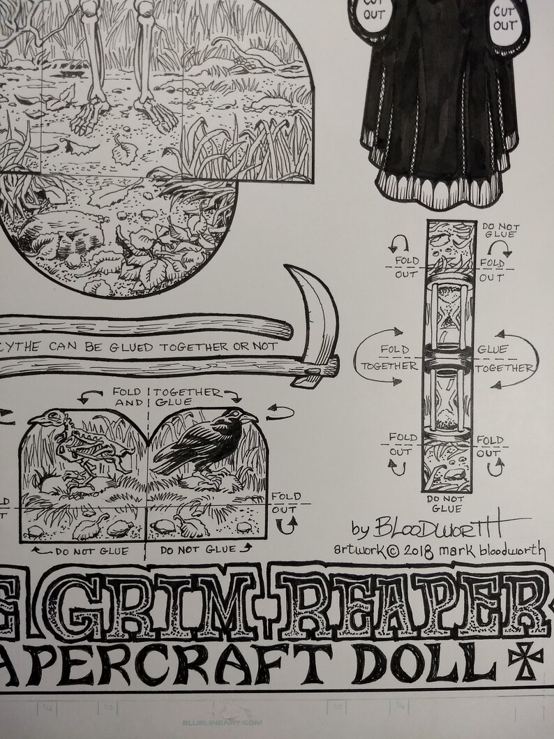 ORIGINAL Artwork-the Grim Reaper Paper Doll - Etsy