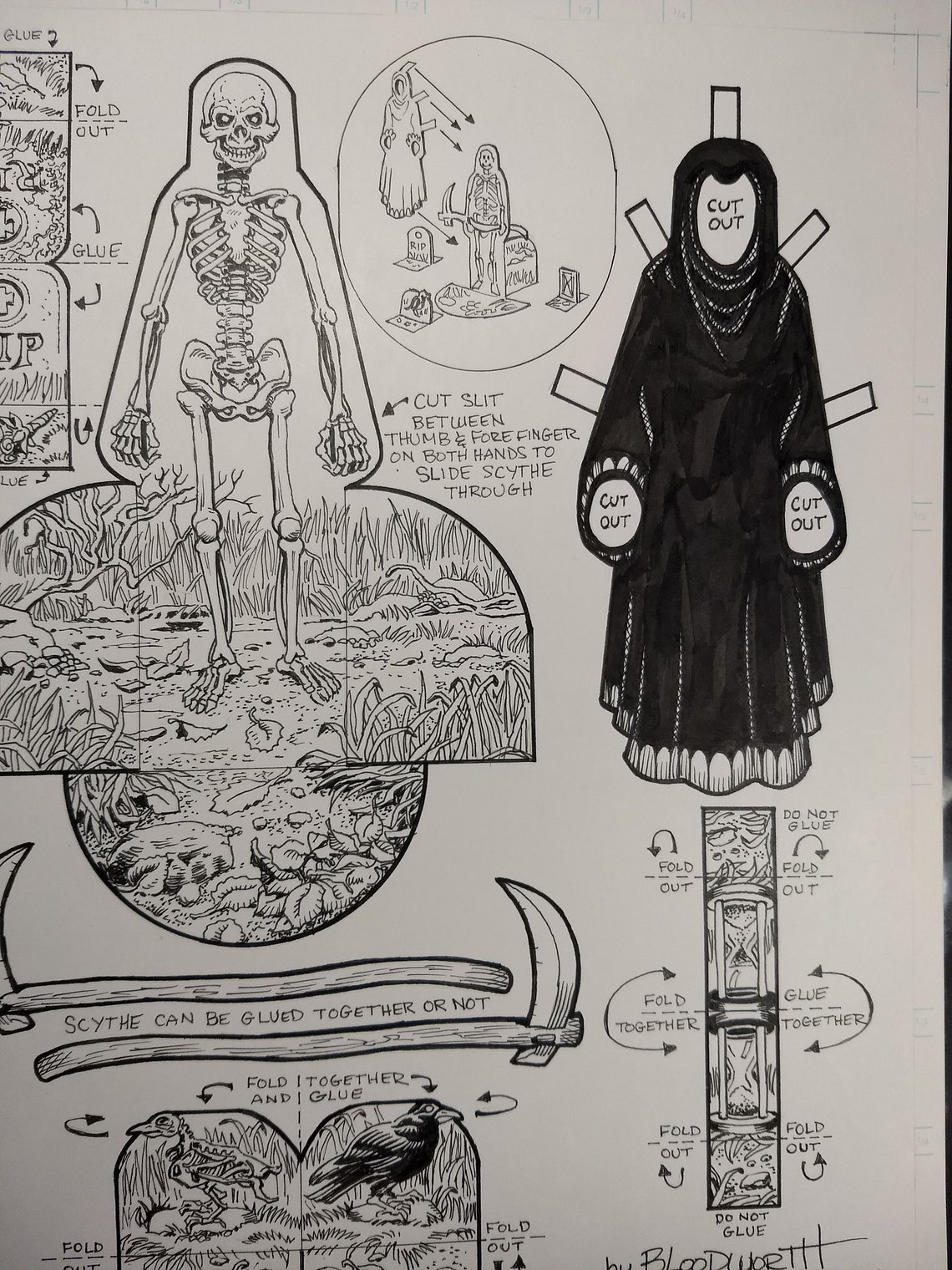 ORIGINAL Artwork-the Grim Reaper Paper Doll - Etsy