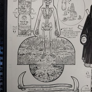 ORIGINAL Artwork-the Grim Reaper Paper Doll - Etsy