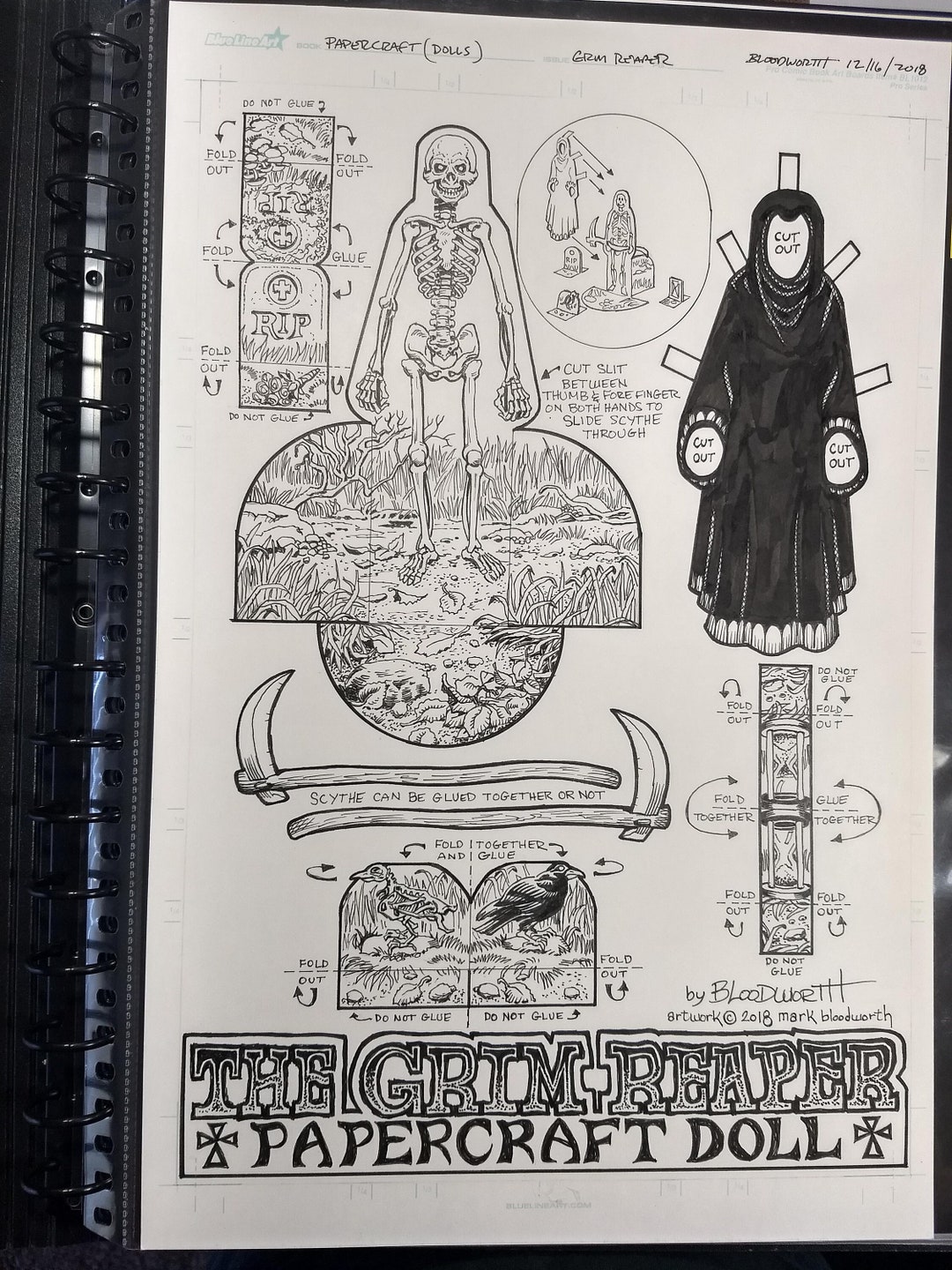 ORIGINAL Artwork-the Grim Reaper Paper Doll - Etsy