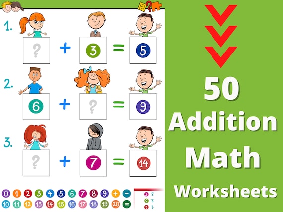 50 Printable Addition Work Sheets Including Numbers 1 10 . | Etsy