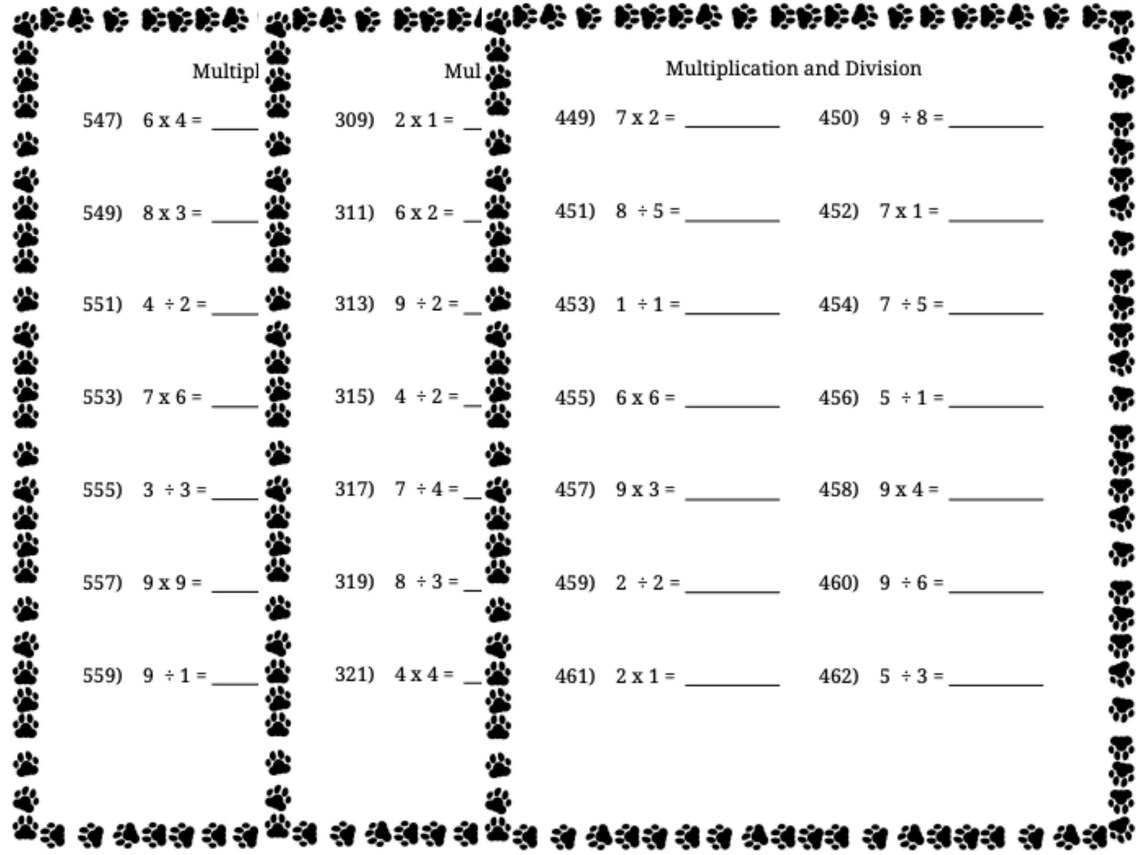 Multiplication and Division Worksheets for Children 20 Free Sudoku ...