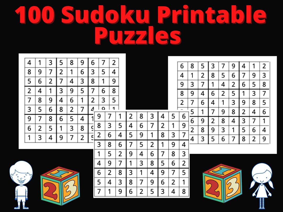 100 Sudoku Puzzle Printable - Etsy