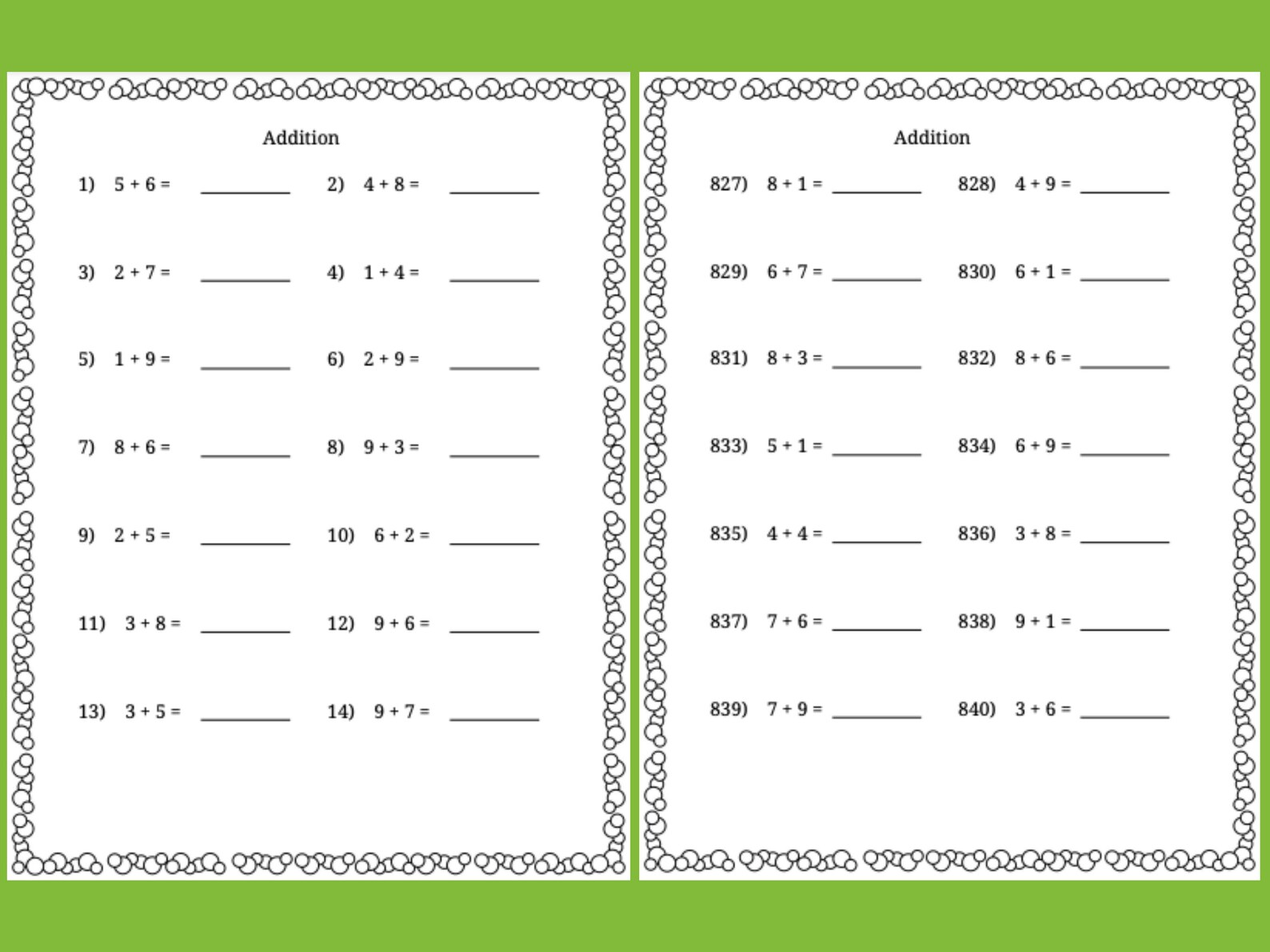 50 Printable Addition Work Sheets Including Numbers 1 10 . Preschool - Etsy
