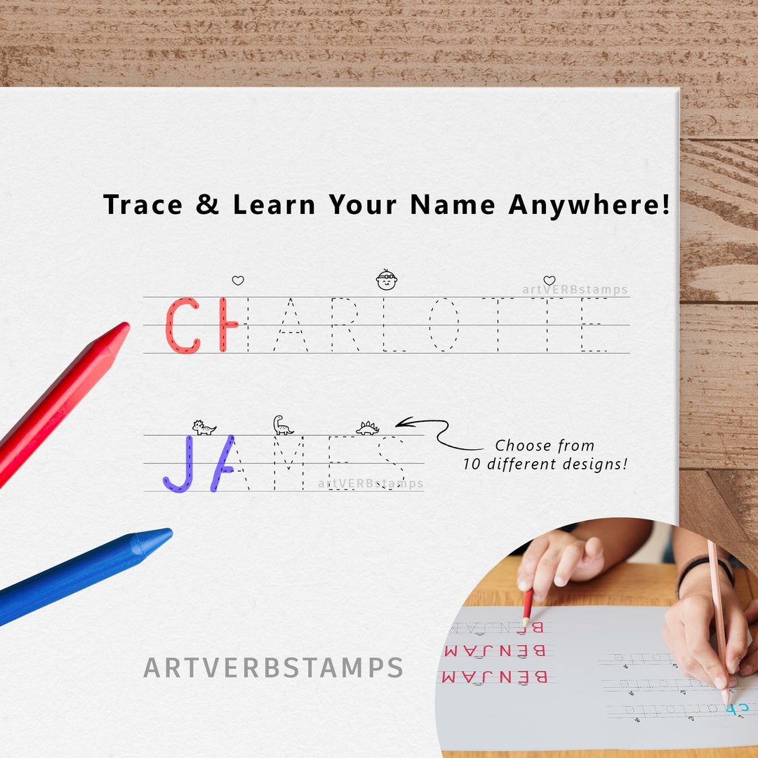 Name Stamp Personalized Custom Stamp Baby Name Book Stamp Learn Tracing ...