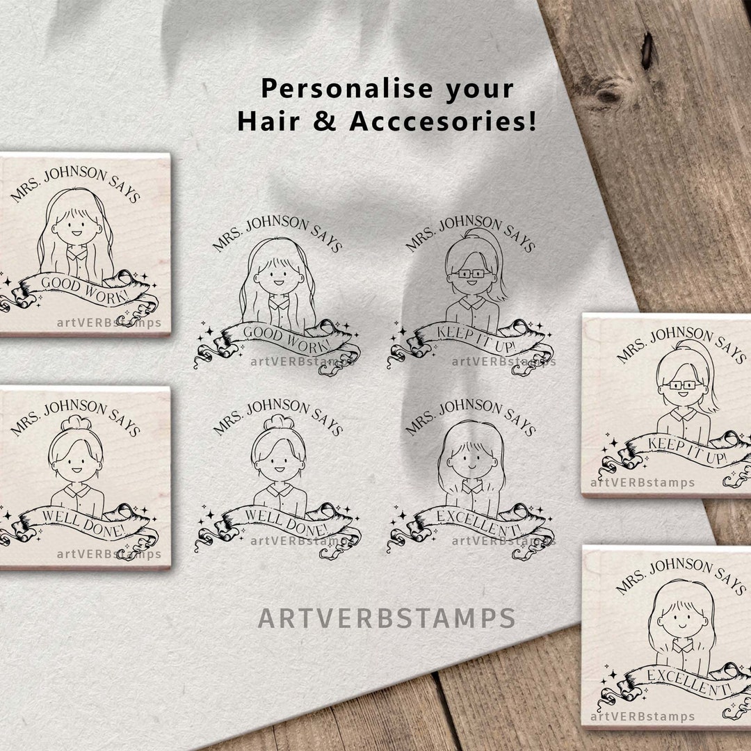 Personalized Female Teacher Rubber Stamp, Custom Teacher Stamp ...