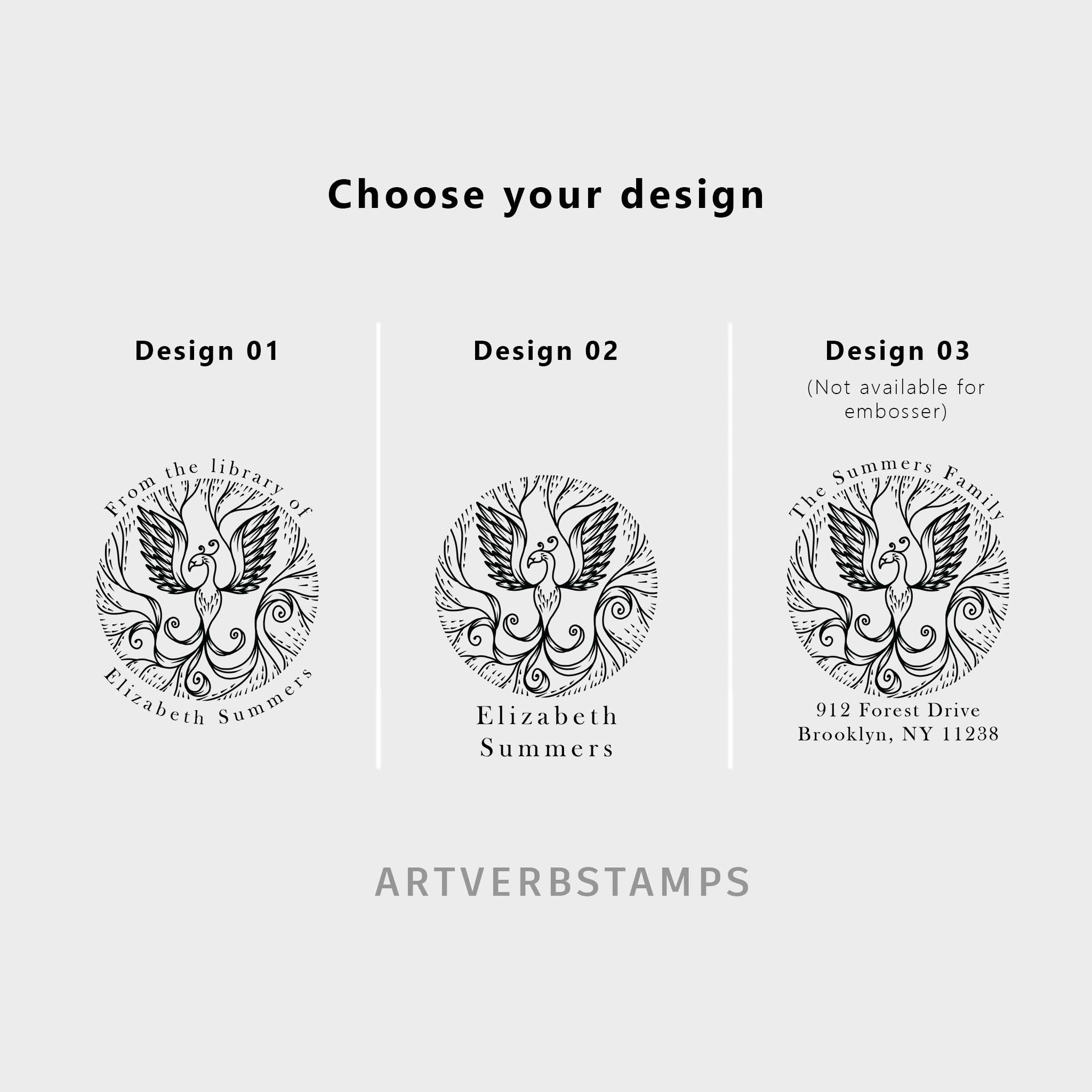 Stamp Personalized Name Book Stamp Phoenix Custom Name Stamp From the ...