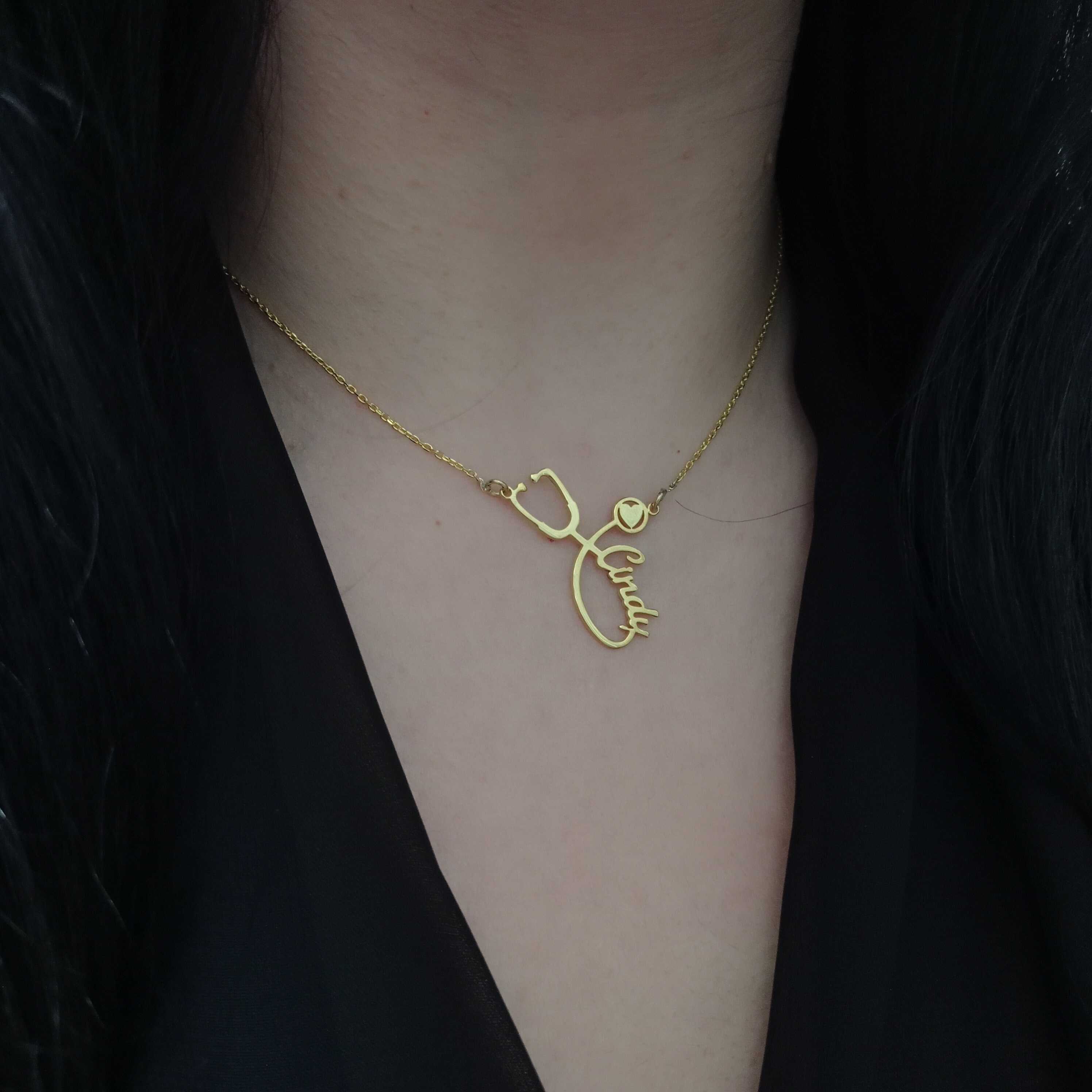 Custom Stethoscope Name Necklace Jewelry for Doctor Personalized Heart ...