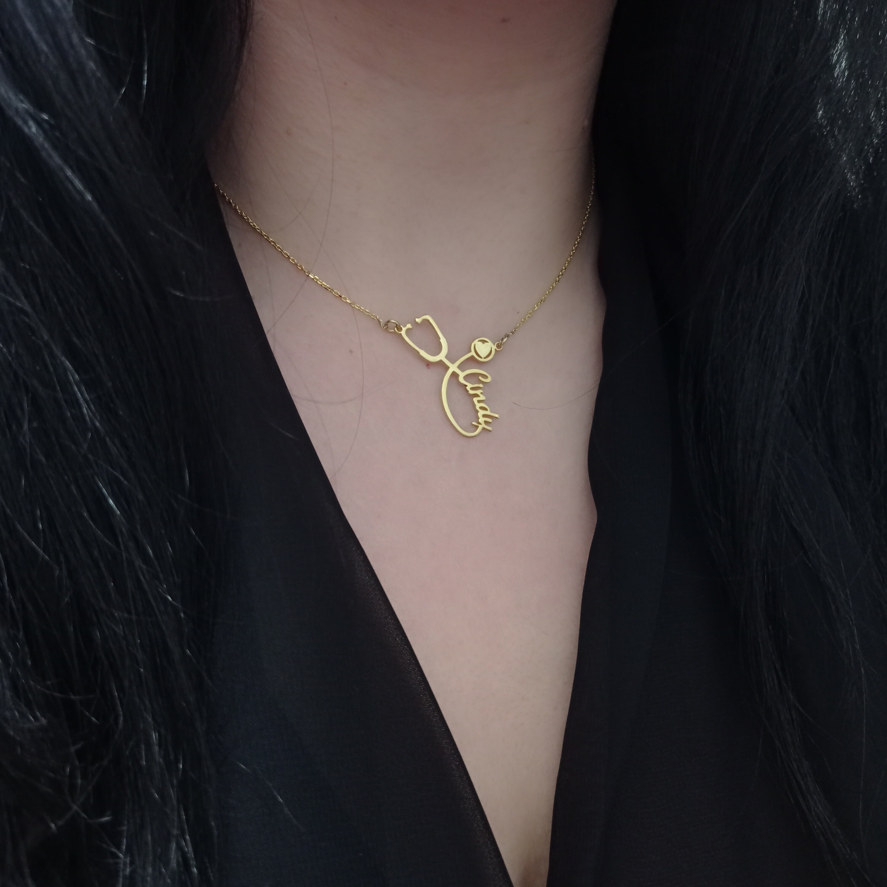 Custom Stethoscope Name Necklace Jewelry for Doctor Personalized Heart ...