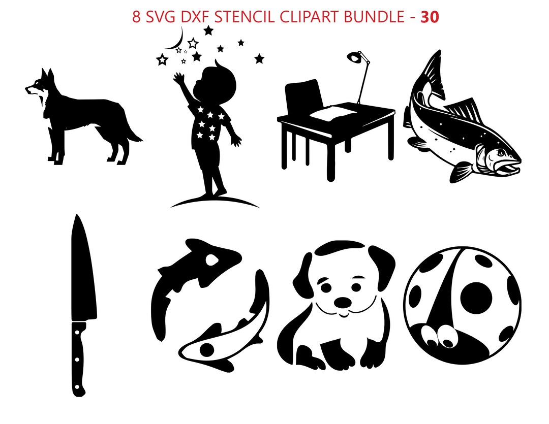 8 Svg Dxf Stencil Clipart Bundle for Room Wall Decor - Etsy