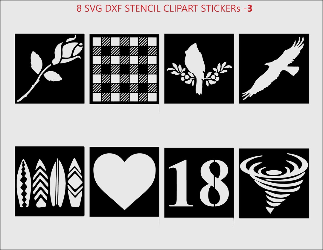 8 Svg Dxf Stencil Clipart Bundle for Room Wall Decor Rose Bird - Etsy