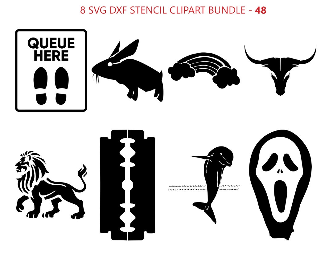 8 Svg Dxf Stencil Clipart Bundle for Room Wall Decor Queue - Etsy Australia