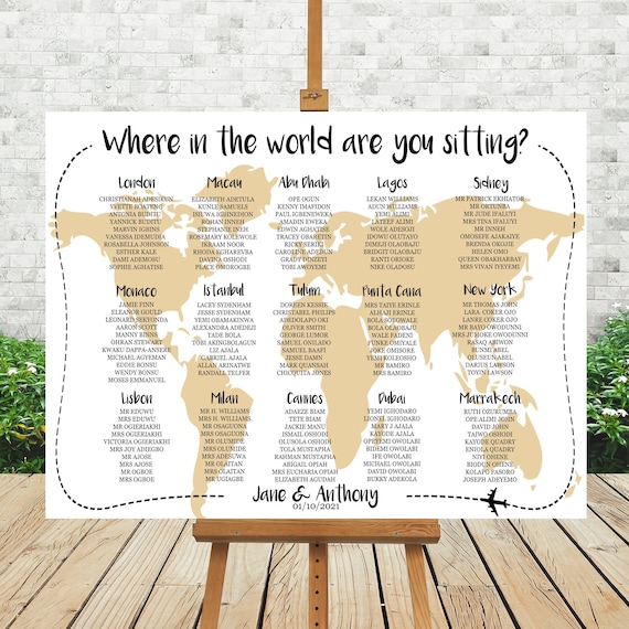 World Map Seating Plan/chart for Wedding Sizes A2 A1 A0 - Etsy UK