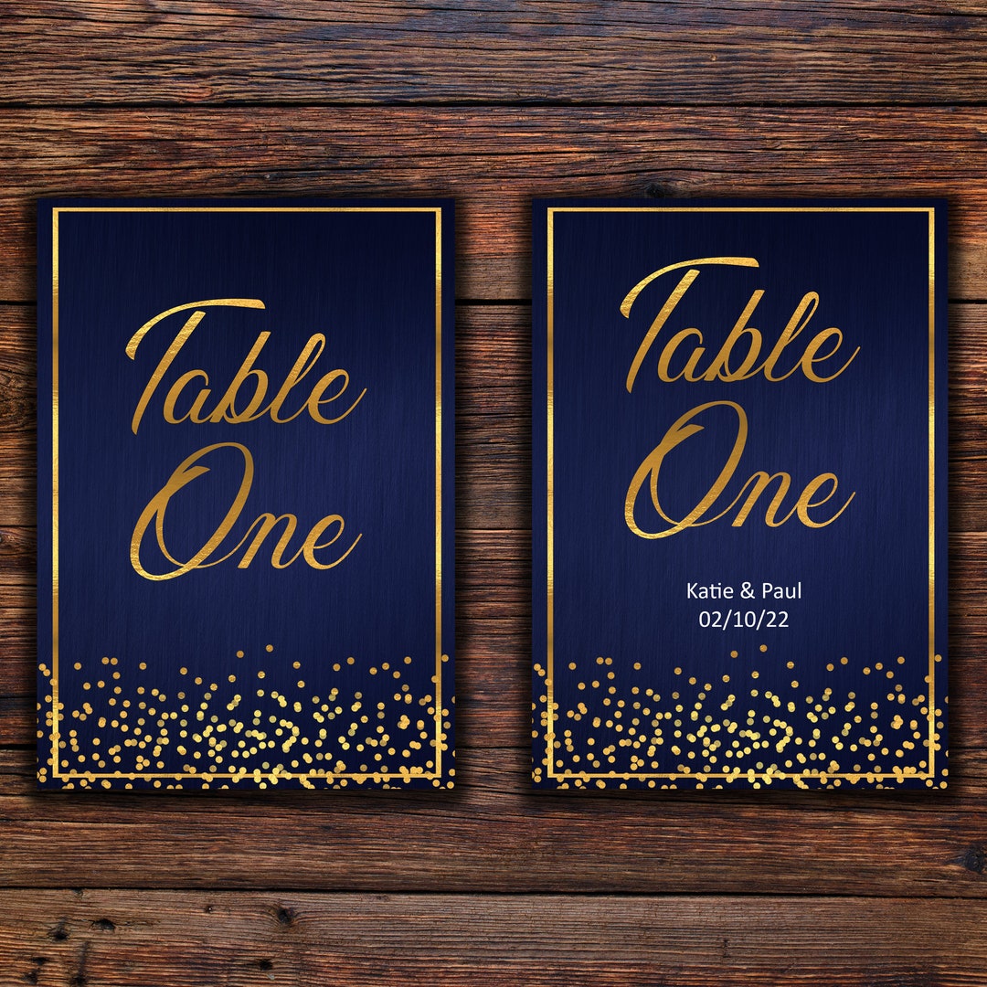 Navy and Gold Wedding Table Number/name Cards - Etsy