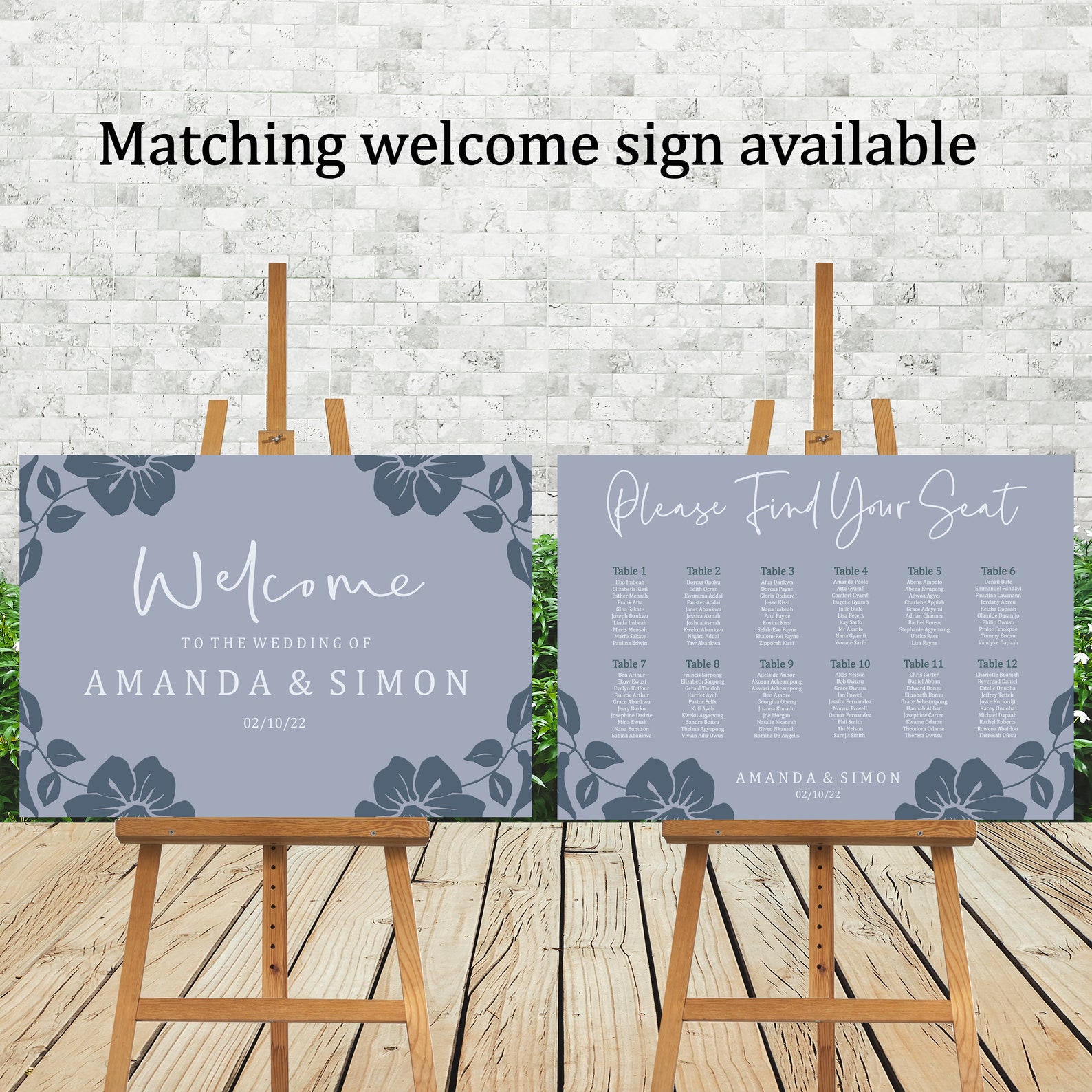 Powder Blue Wedding Seating Plan/chart Sizes A0, A1, A2 - Etsy UK