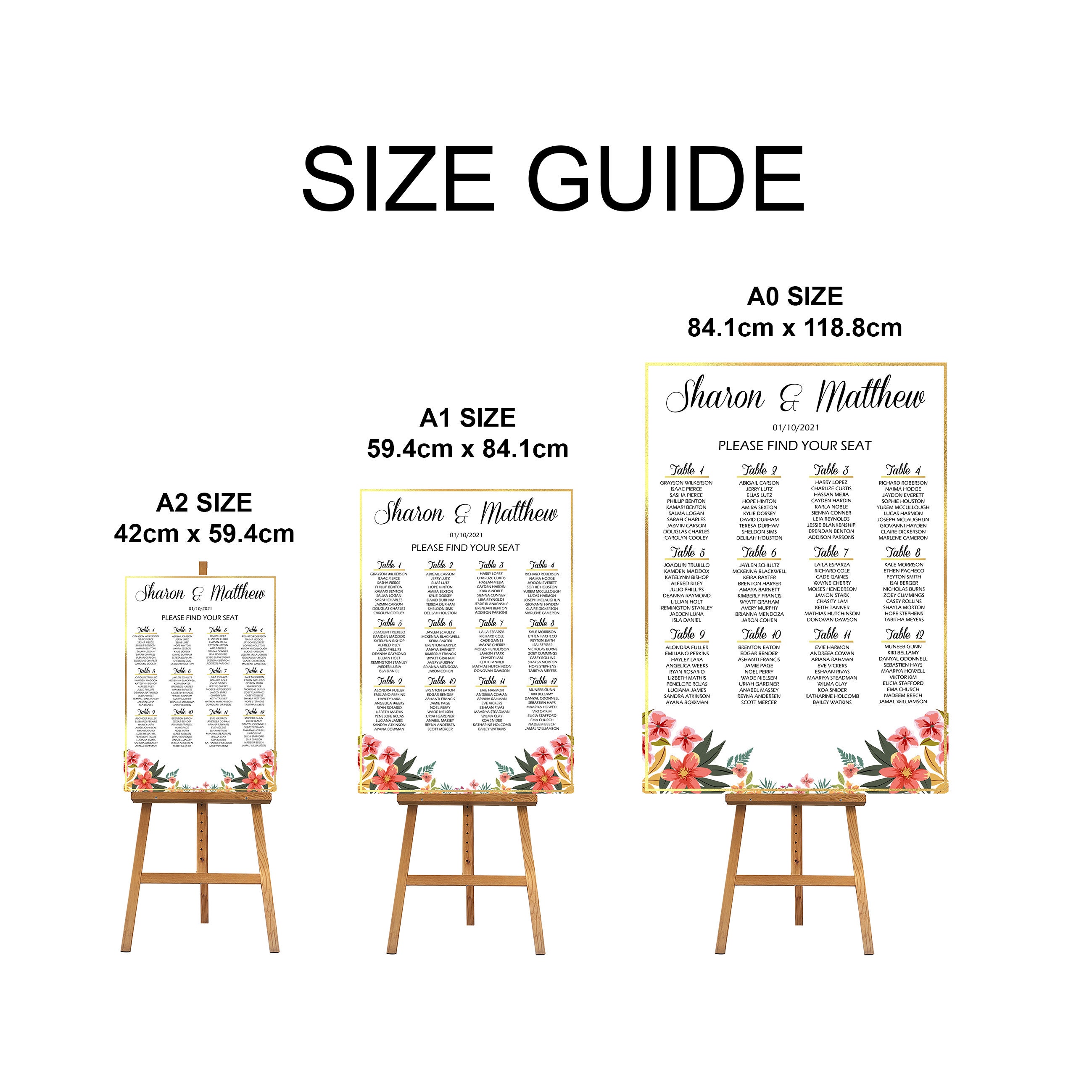 Pink Floral Seating Plan/chart for Wedding Sizes A0, A1. A2 - Etsy UK