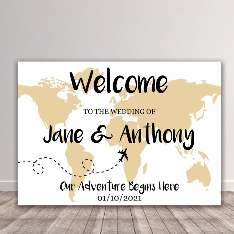 World Map Welcome Sign for Wedding Sizes A1 and A2 - Etsy Hong Kong
