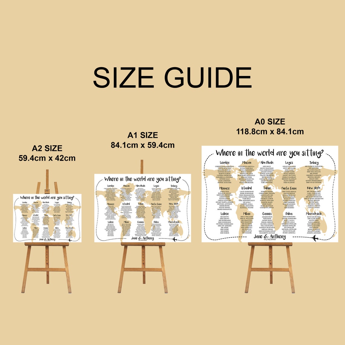 World Map Seating Plan/chart for Wedding Sizes A2, A1, A0 - Etsy UK