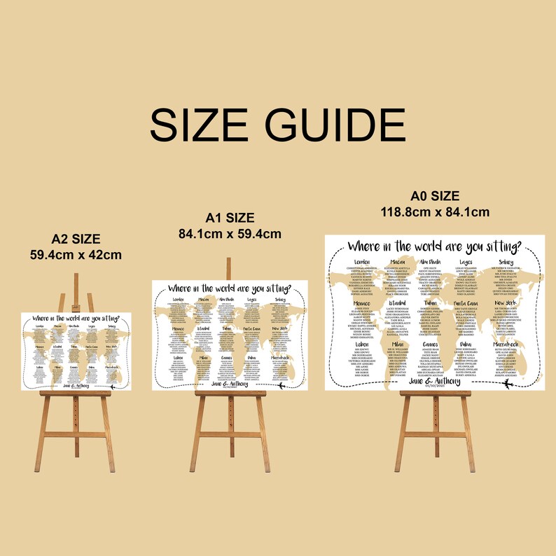 World Map Seating Plan/chart for Wedding Sizes A2, A1, A0 - Etsy UK