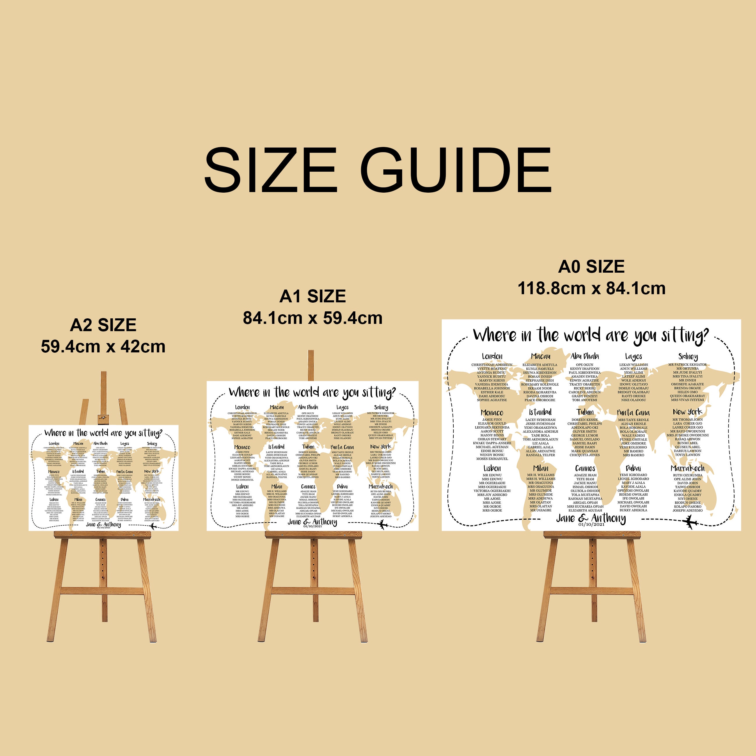 World Map Seating Plan/chart for Wedding Sizes A2, A1, A0 - Etsy UK