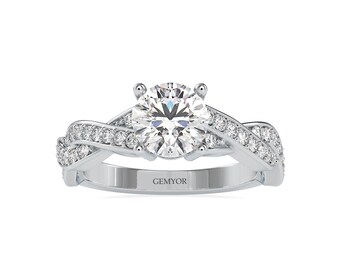 Moval Diamond Engagement Ring, 1.50 Carat Lab Grown Diamond Ring ...