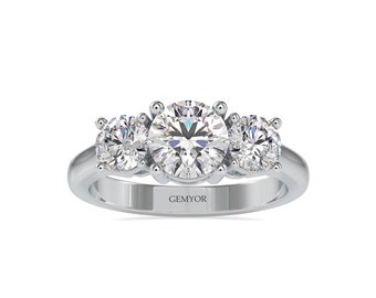 Three Stone Lab Diamond Ring - Etsy