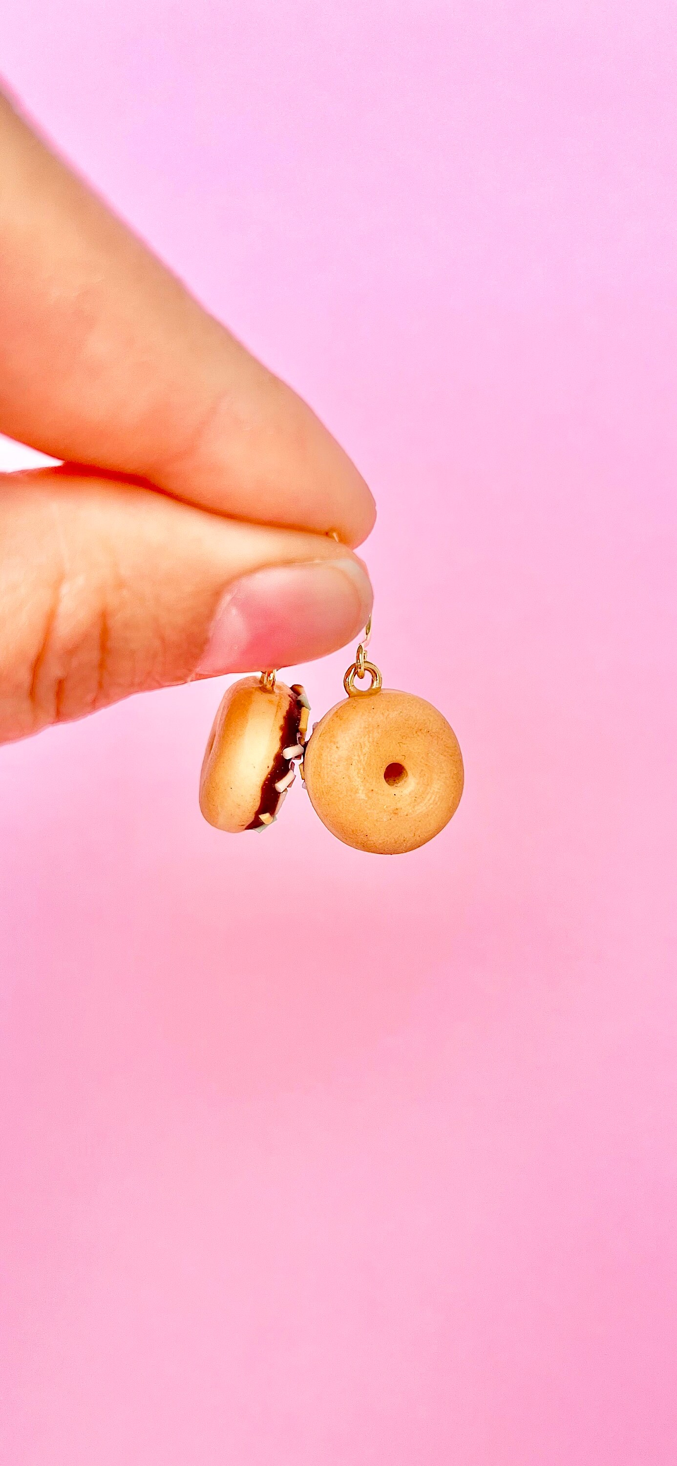 Handmade Donut Polymer Clay Statement Hooks Earrings, Cottagecore ...