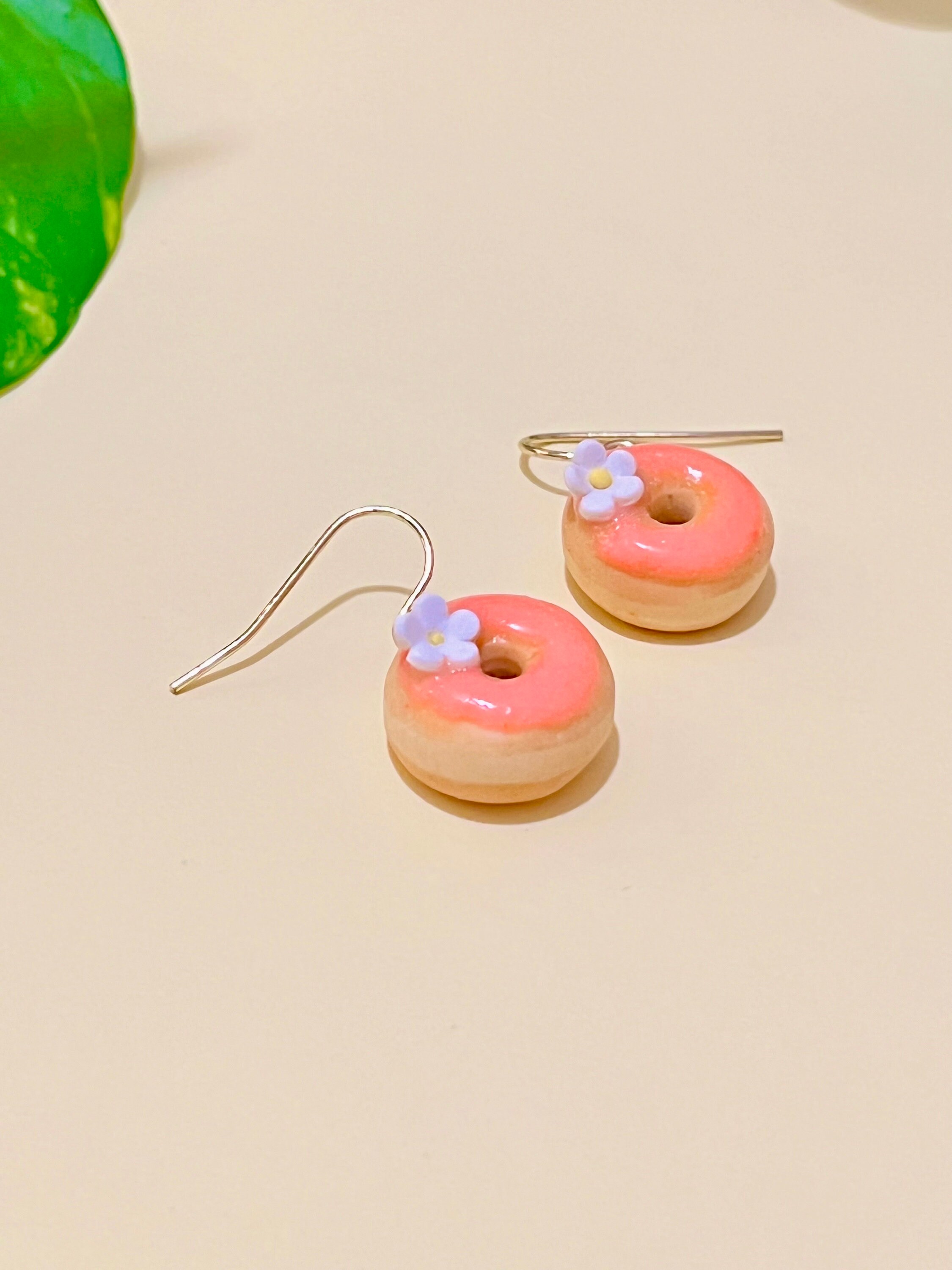 Handmade Donut Polymer Clay Statement Hooks Earrings, Cottagecore ...