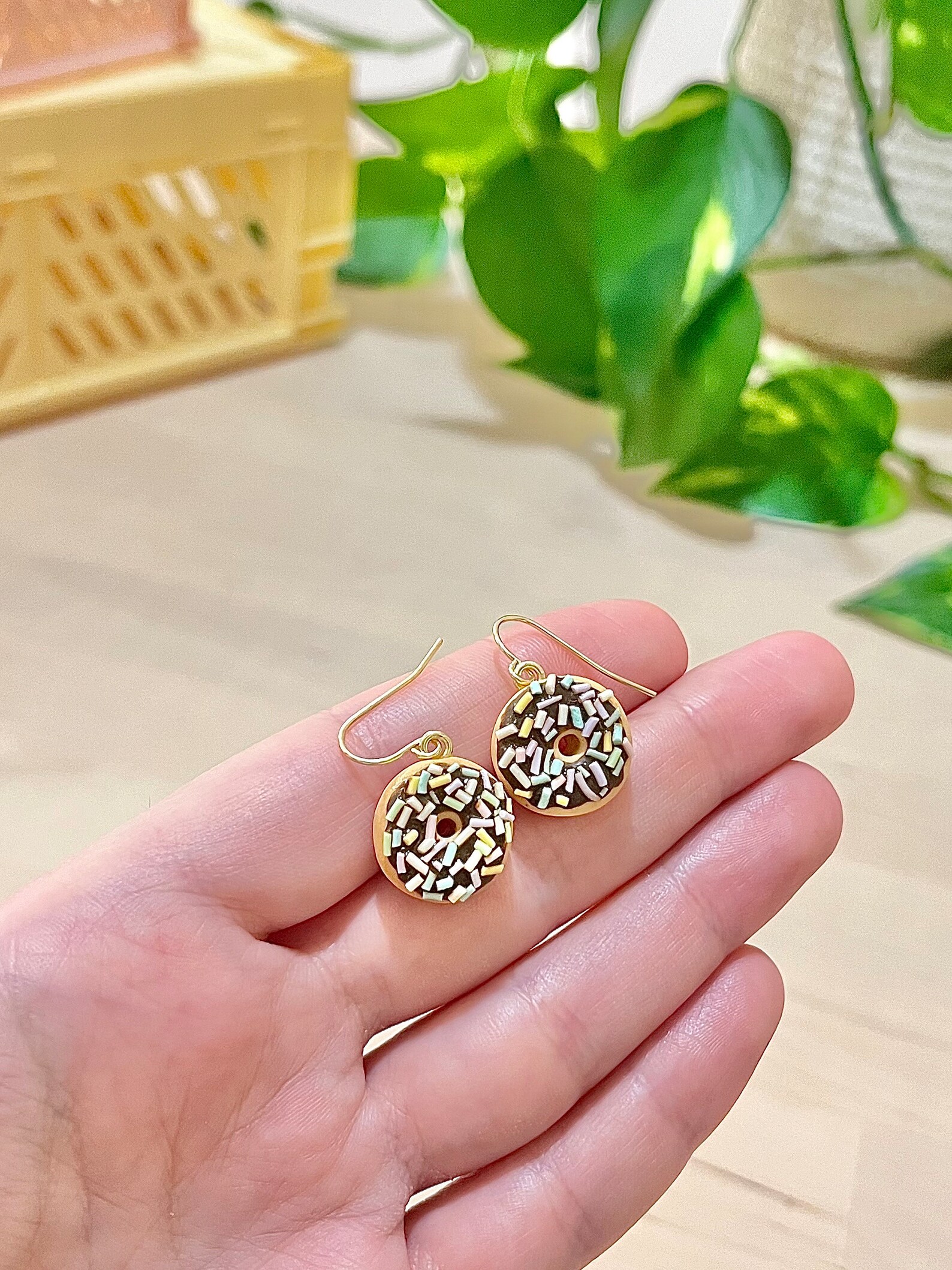 Handmade Donut Polymer Clay Statement Hooks Earrings, Cottagecore ...
