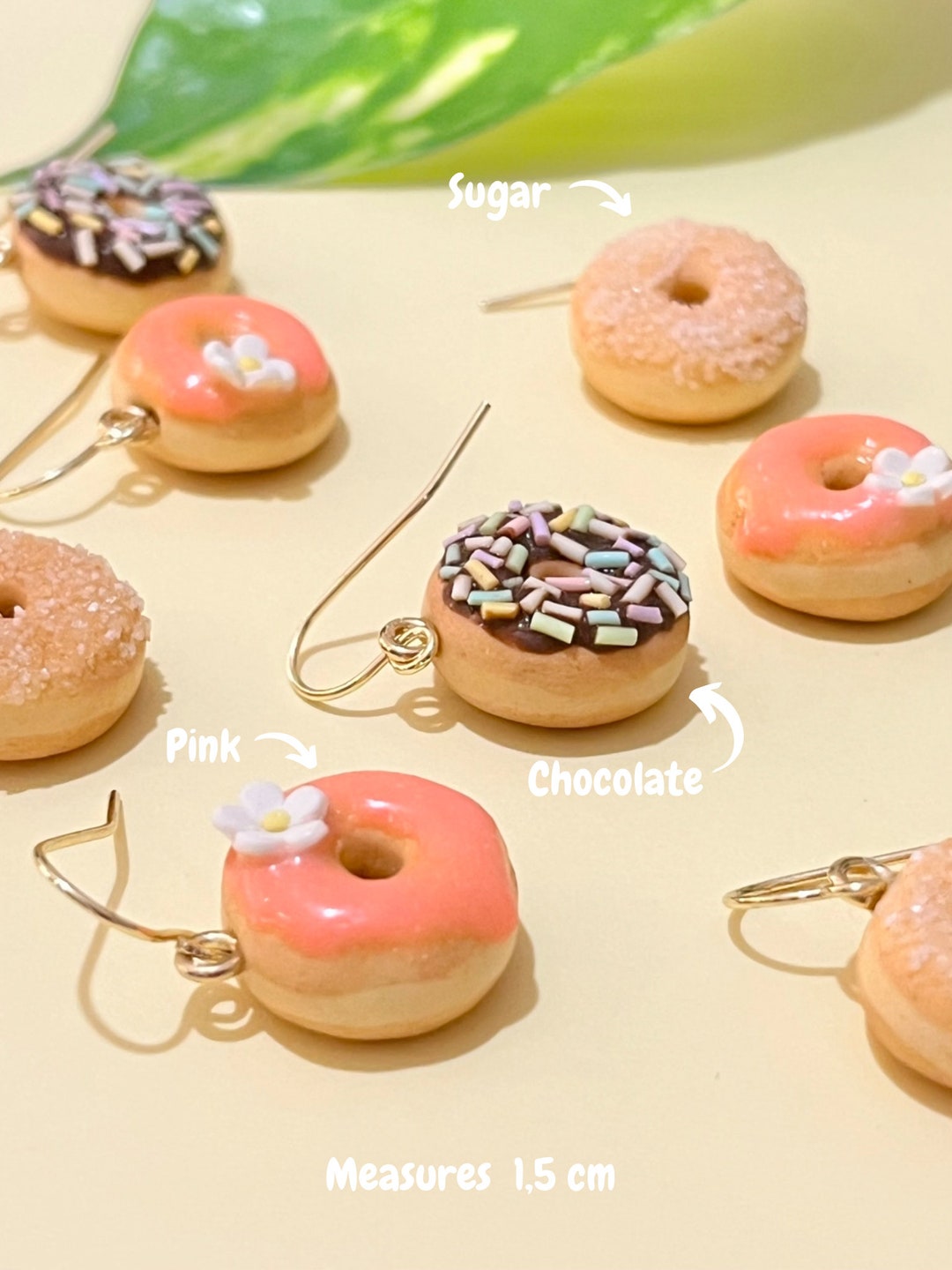 Handmade Donut Polymer Clay Statement Hooks Earrings, Cottagecore ...