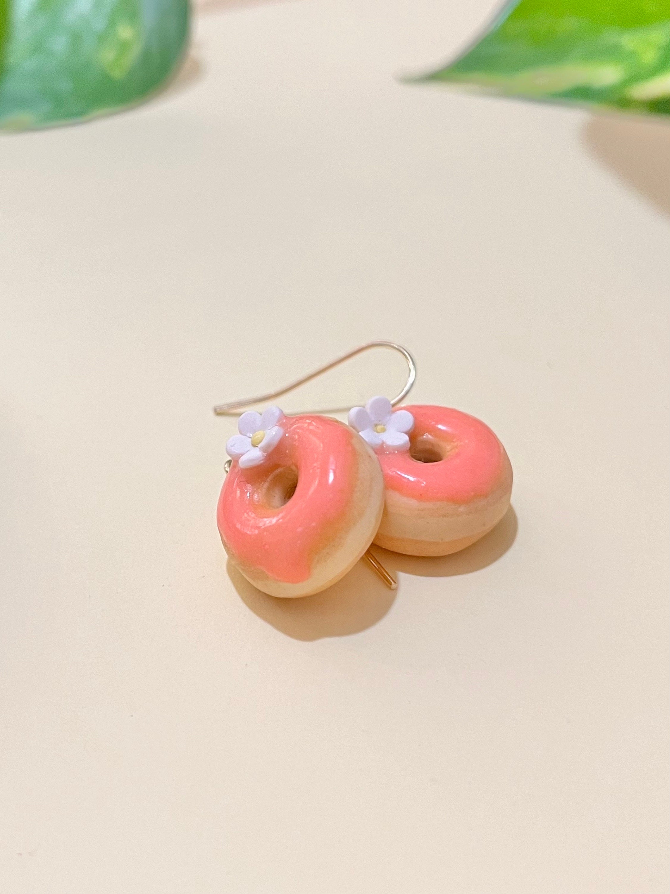 Handmade Donut Polymer Clay Statement Hooks Earrings, Cottagecore ...
