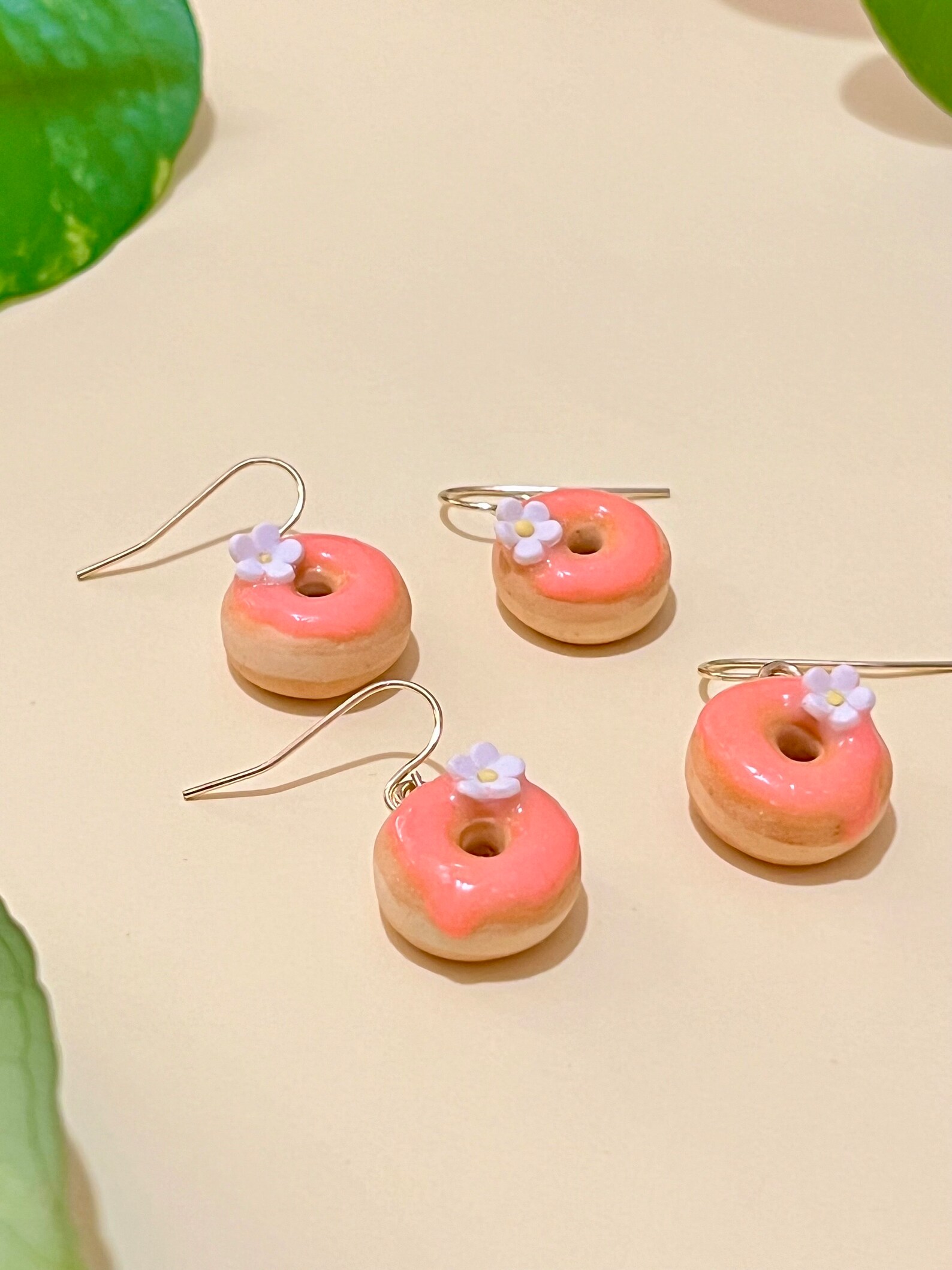 Handmade Donut Polymer Clay Statement Hooks Earrings, Cottagecore ...