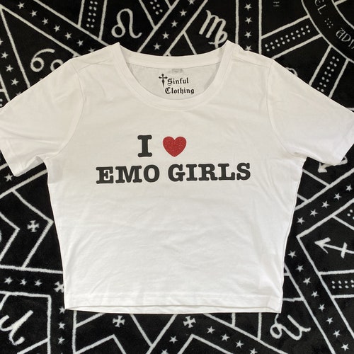 I Love Emo Girls Print Baby Tee Crop Top - Etsy