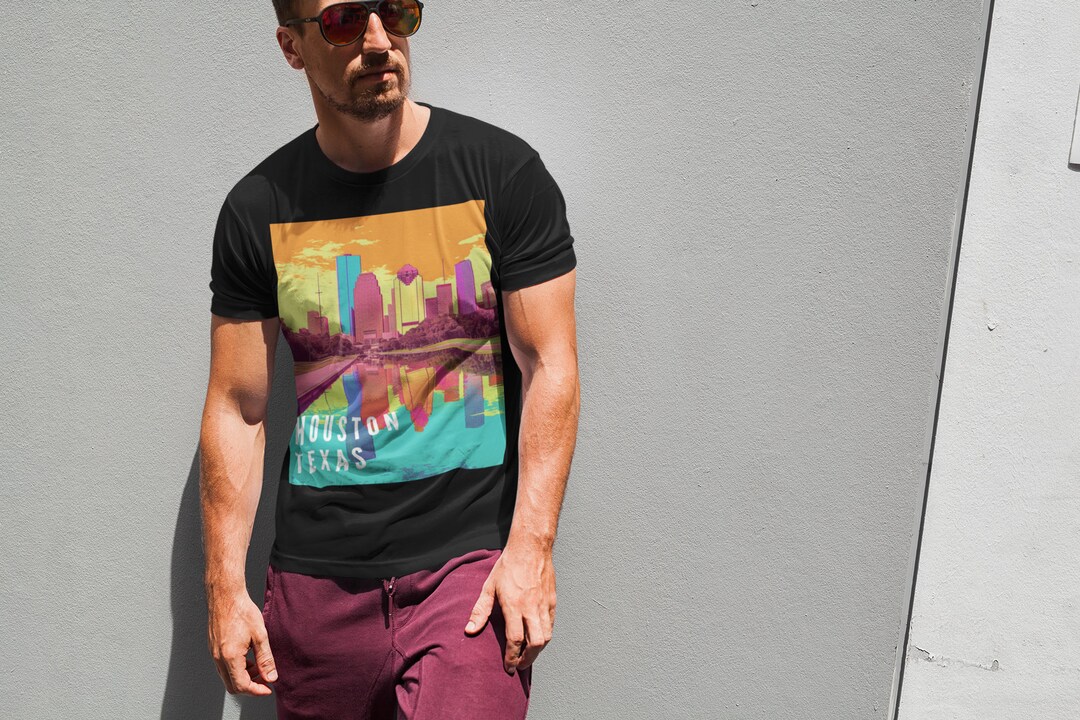 Houston Texas Skyline Shirt, USA Houston Travel Tshirt, Andy Warhol ...