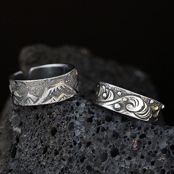 Ocean and Mountain Ring - Etsy